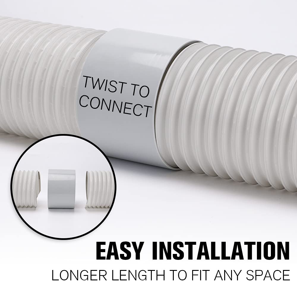 HOXHA Portable Air Conditioner Hose with Coupler 5.1 Inch Anti-Clockwise Thread AC Exhaust Vent Duct Hose Universal AC Tube Hose Kit Parts Accessories, 59" Length, Hose/Coupler