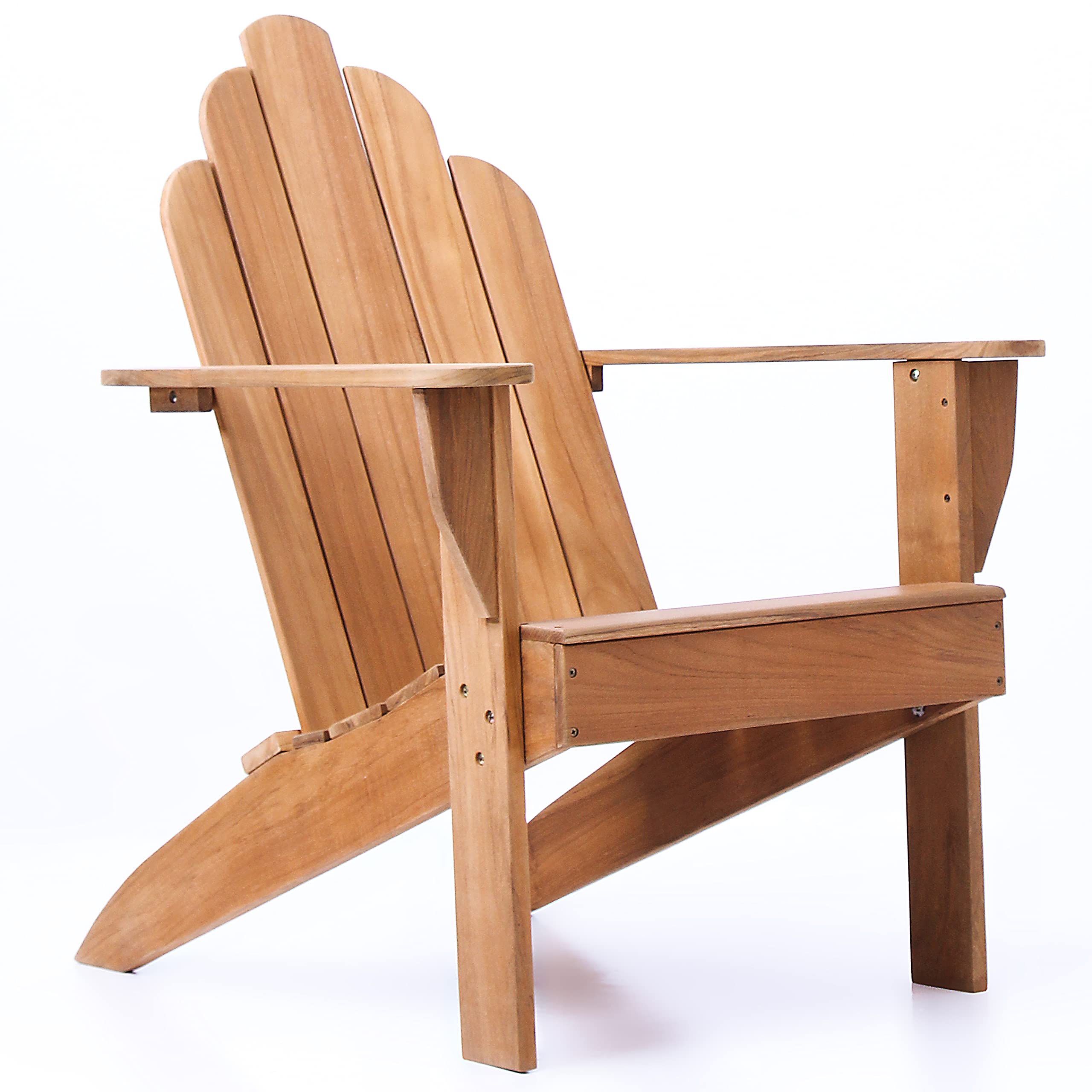 Cambridge Casual Lakeside Teak Wood Patio Adirondack Fire Pit Lounge Chair, Natural Teak, Set of 2