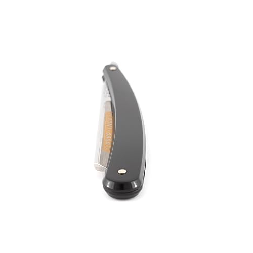 DOVO 3/8 Inox Shave Ready Stainless Steel Straight Razor, Black