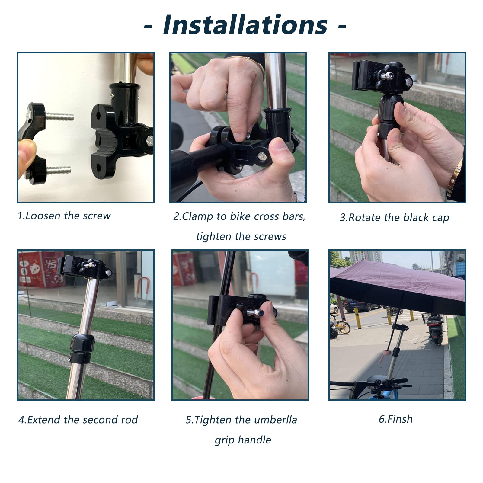 Umbrella Holder for Elderly Mobility Scooter, Wheelchair Grip Mount Stand Adjustable Stretch Bracket Accessories, Fits for 0.78"-1.2" Handlebar