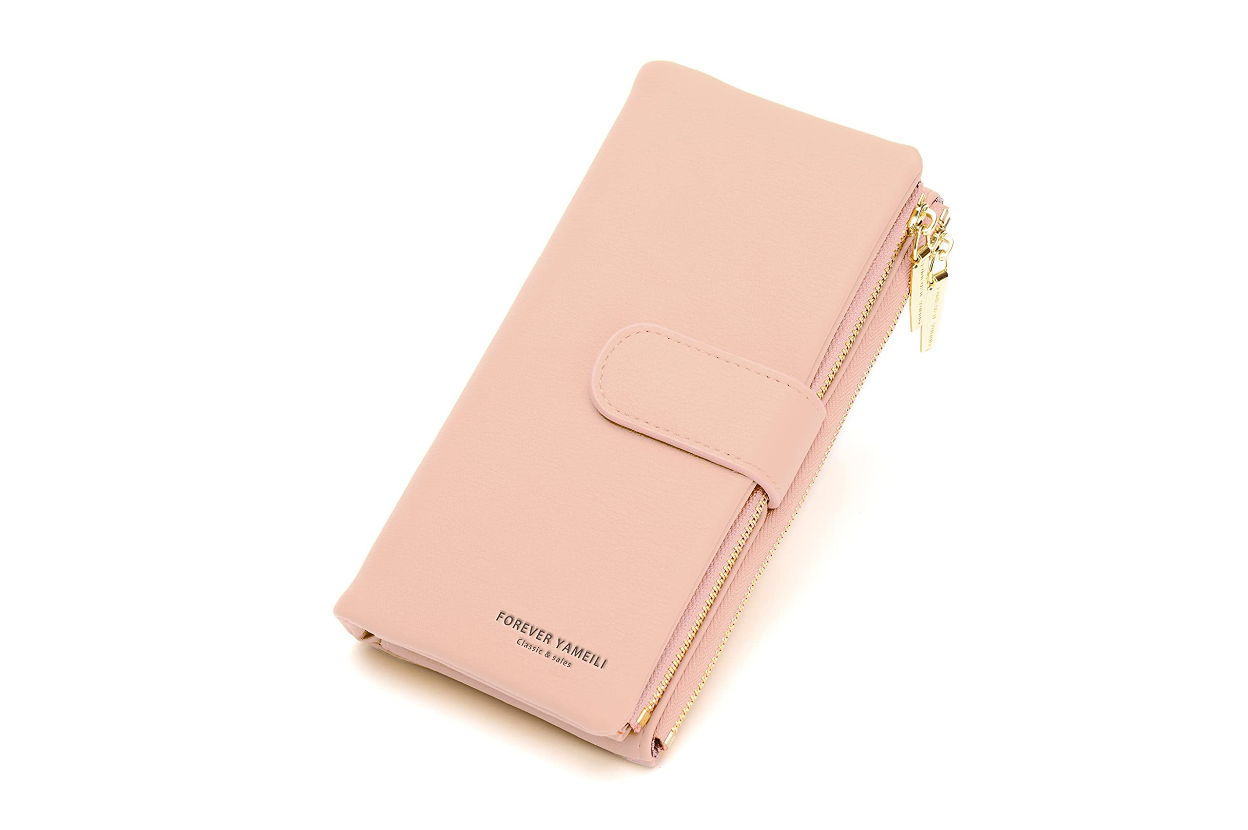 Forever yameili Wallets for Women PU Material Portable Lady Wallet Large Capacity Credit Card Wallet (Pink)