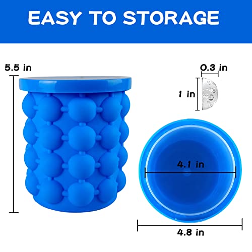 Aoutrow Ice Cube Mold, Silicone Ice Bucket Ice Cup with Lid (2 in 1), Press Type Easy-Release Ice Trays Ice Cube Maker for Frozen Cocktail, Whiskey, Beverages