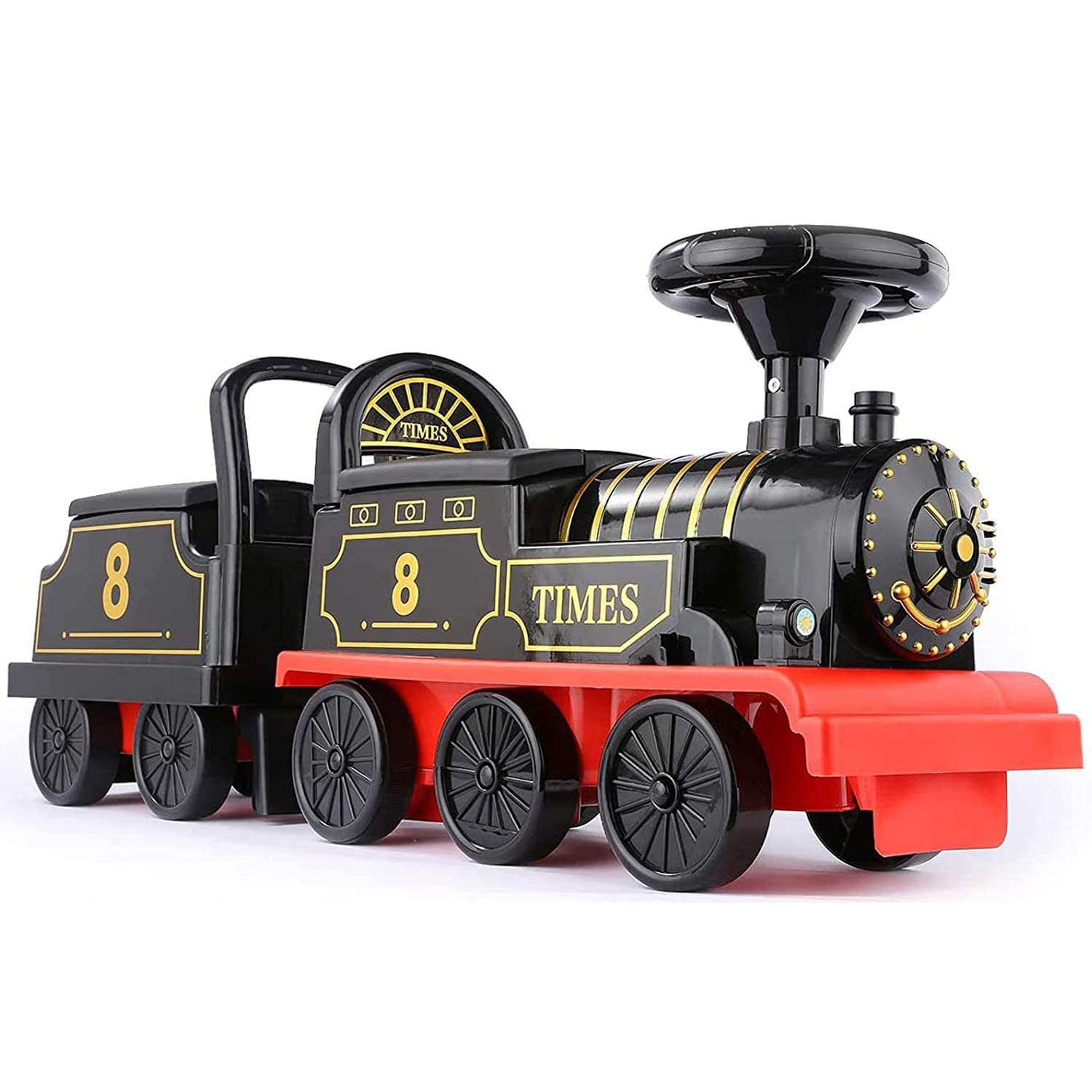 DoxiGlobal 2 in 1 Ride on Train Toys Electric Train Set trackless Cargo Car with Music for Kids Toddler Boys Birthday Gifts (Train)