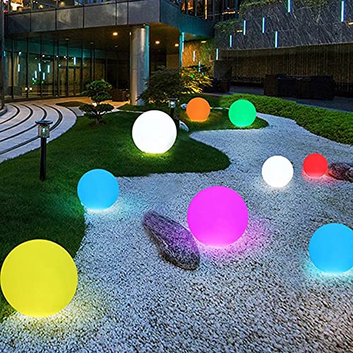 dpcm Outdoor Solar Powered Glowing Ball Light,IP67 Waterproof LED Colour Changing with Remote Control,Solar Globe Light with Stake for Garden, Patio, Home Decor (20cm)