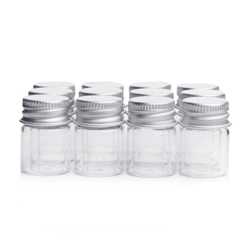 lasenersm 10Pcs/5ML Empty Sample Glass Bottles Jars Vials Case Container with Screw Caps,Transparent