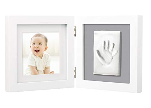 Little Pear Baby's Print Keepsake Desk Frame, Handprint And Footprint Imprint Kit, Folding Tabletop Frame, 4x6 Photo Insert, Gift For New And Expecting Moms, White
