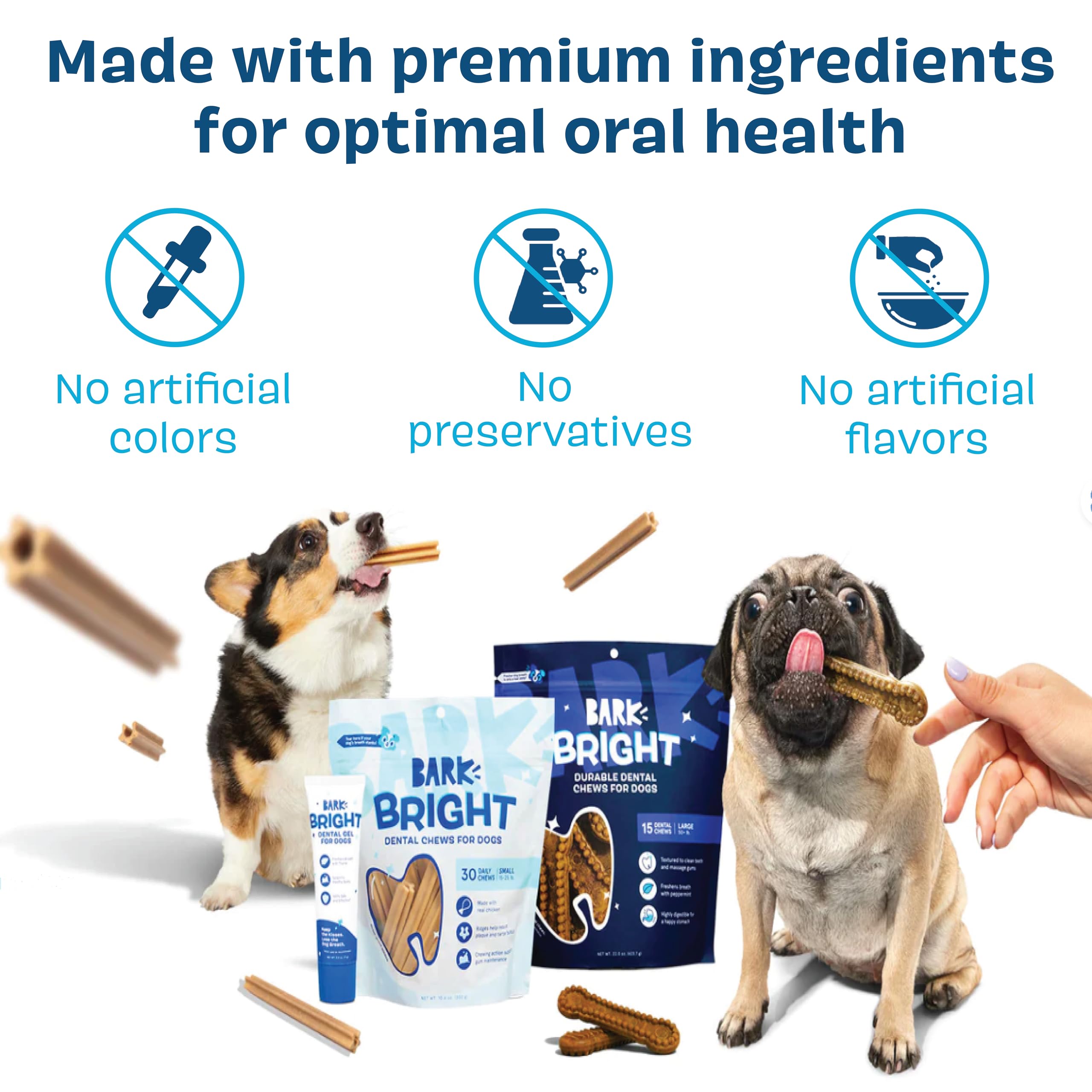 Bark Bright Original Dog Dental Kit - 30 Teeth Cleaning Chew Sticks & Toothpaste - Small Breeds