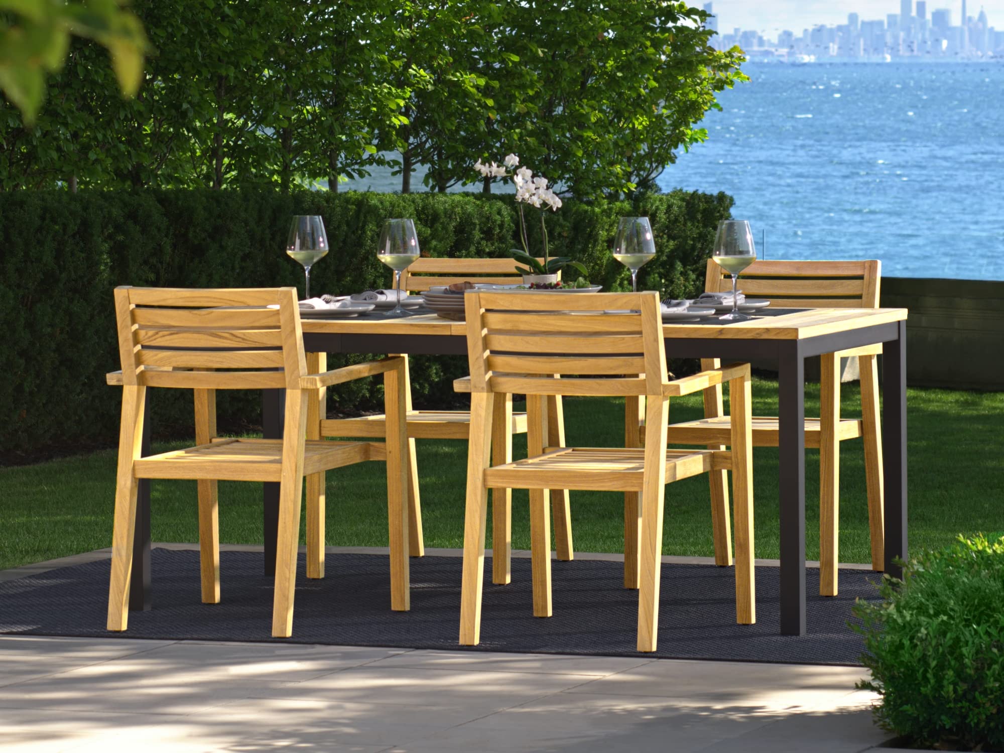 NewAge Products Outdoor Furniture Rhodes 7 Piece Dining Set with 96" Table, 91538