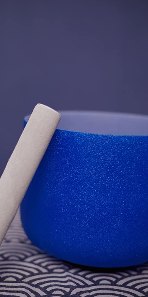 Indigo A Note Crystal Singing Bowl Pineal Chakra 8 inch with Free O-Ring Glue Hammer or Plastic rod wrapped in Sheepskin included For Promotes Peace Chakra Healing and Mindfulness