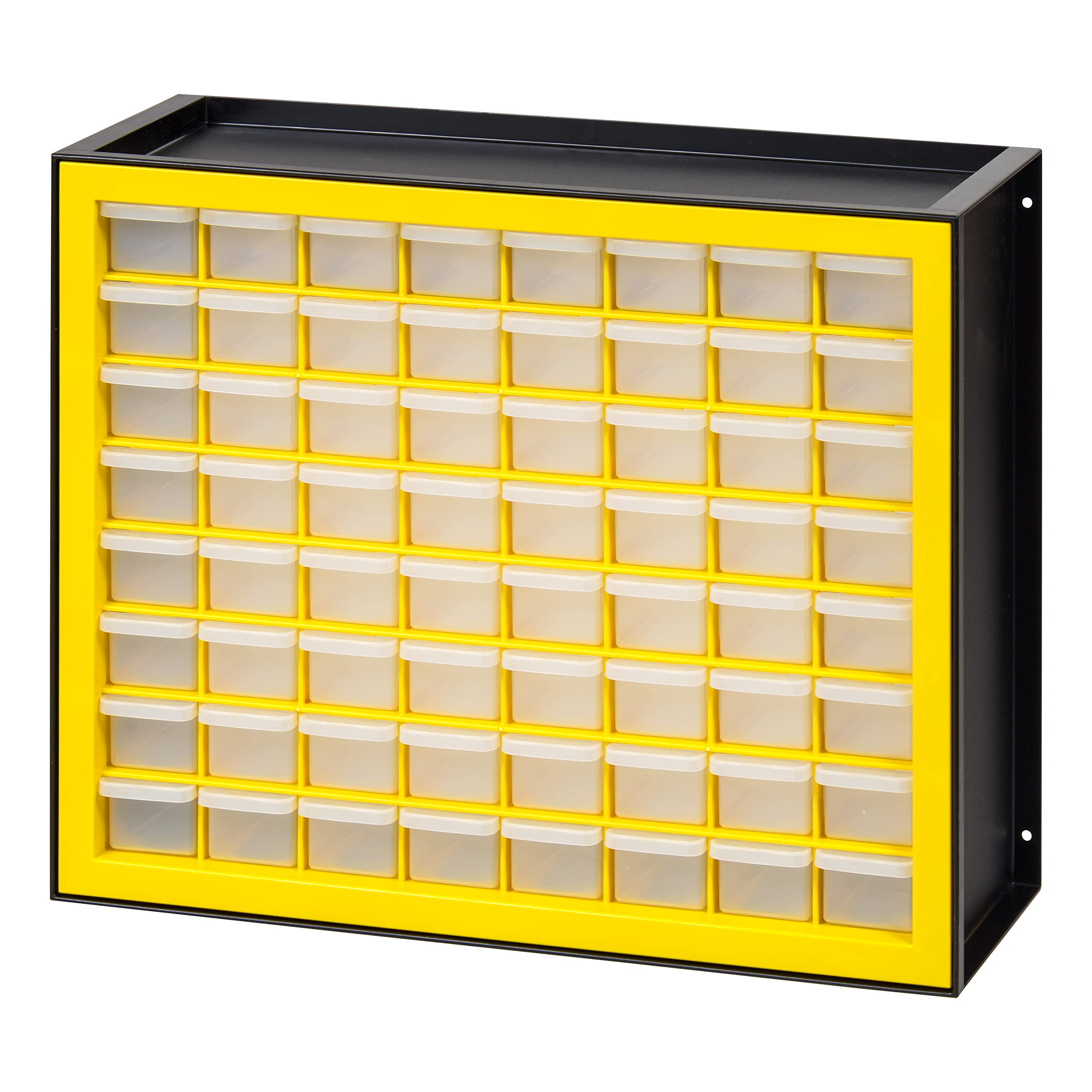 IRIS USA Screw Organizer, Hardware Storage Organizer, 64 Drawer Parts Cabinet, Plastic Drawer Storage for Hardware Crafts, Small Parts, Nuts and Bolts, Tool Storage, Scrapbook Art Hobby - Yellow