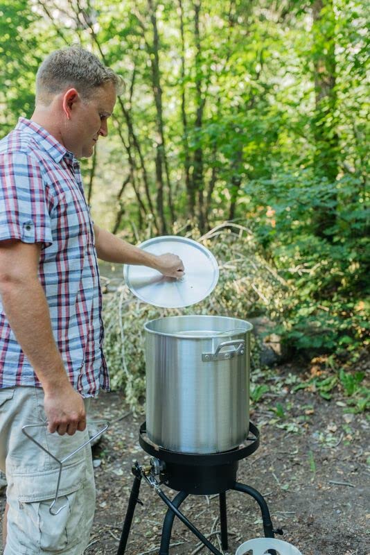 Camp Chef Aluminum Pot & Basket - Includes Lid, Basket & Removal Hook - Perfect for Boiling, Simmering & Steaming - Easy-to-Clean Cooking Pot - 32 Quart Pot