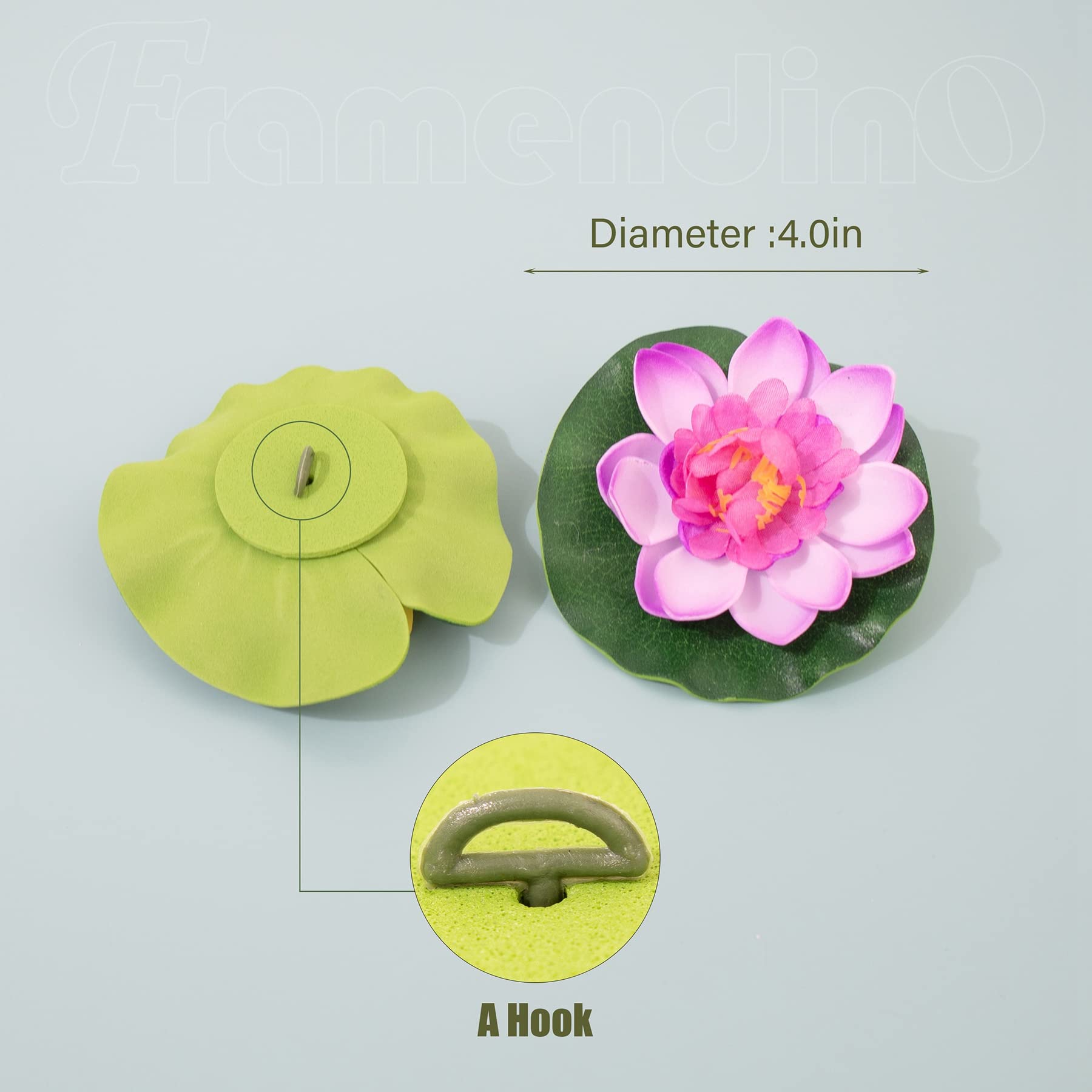 Framendino, 7 Pack Artificial Floating Foam Lotus Flower Water Lily Pads for Home Garden Pond Decoration