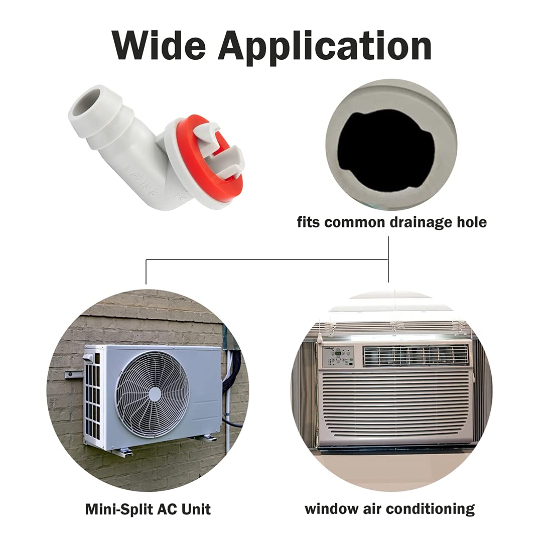 Drain Kit, Window Air Conditioner, 1 PCS Elbow Fitting, 3Feet Clear Vinyl Tube Material, Universal Mini-Split AC Unit, Adjustable Length, Draining Condensate