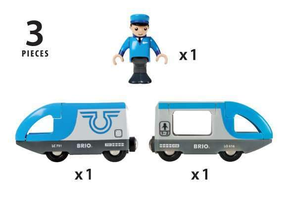 BRIO World - 33506 Travel Battery Train | 3-Piece, Battery-Operated Toy Train Set | Ideal for Kids Ages 3 and Up | Compatible with All BRIO Train Sets