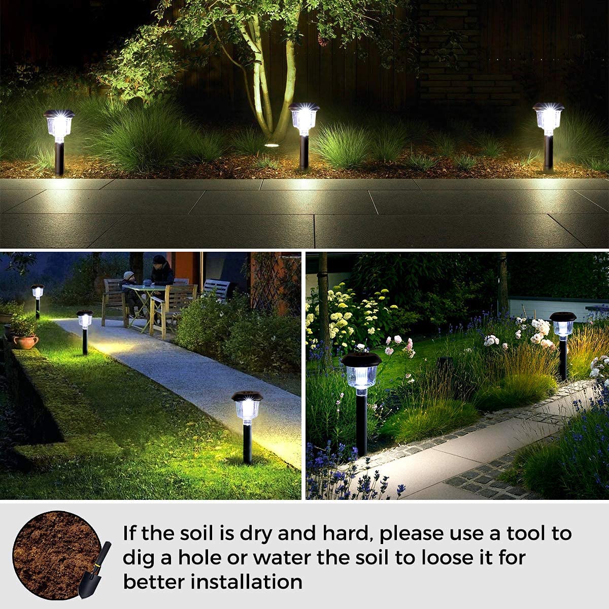 INSOME Outdoor Solar Lights Powered,Landscape Lighting Solar,Solar Garden Lights Outdoor Waterproof,8 Pack Automatic On/Off Solar Walkway Lights Outdoor for Lawn Patio Yard Walkway Driveway