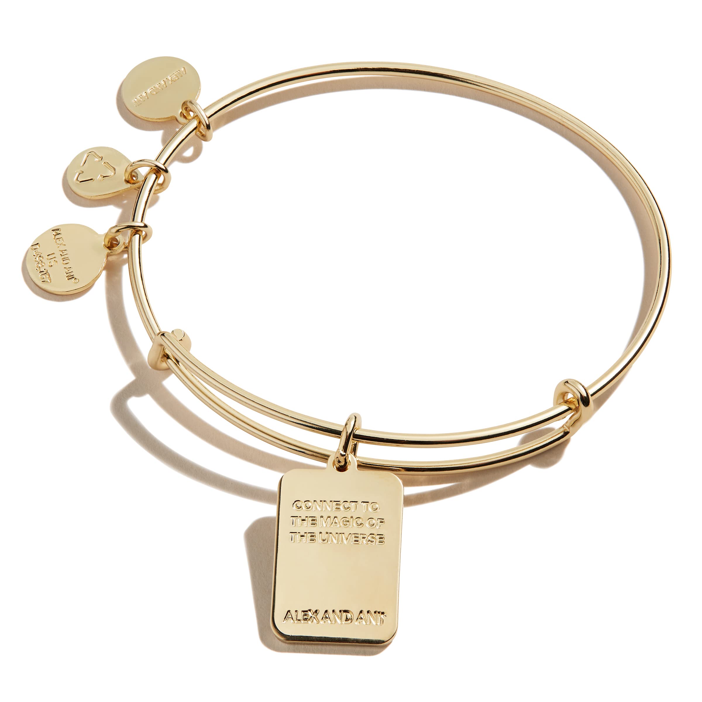 Alex and Ani Moon Tarot II Expandable Bangle for Women, Moon Tarot Card Charm, Shiny Gold Finish, 2 to 3.5 in