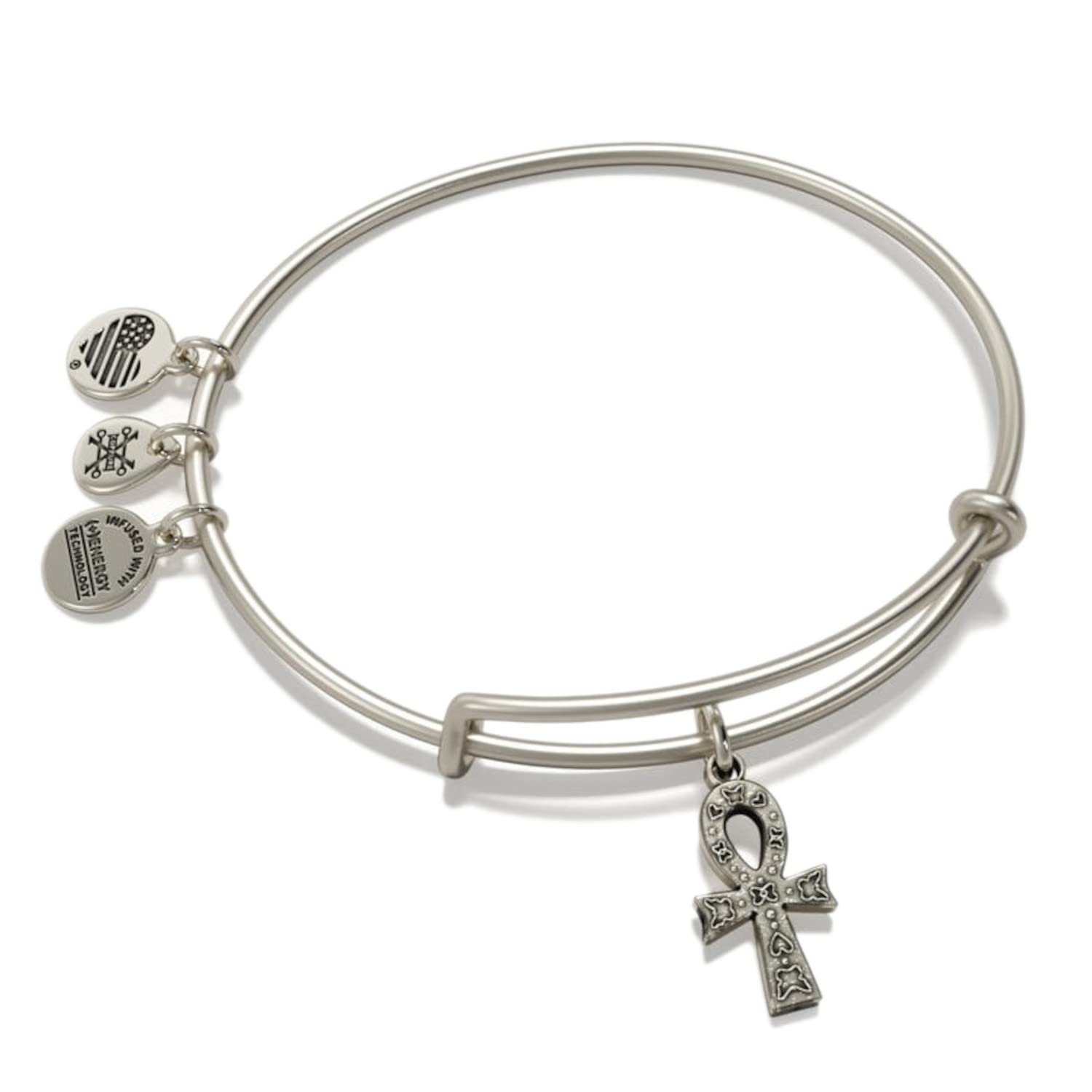 Alex and Ani Path of Symbols Expandable Bangle for Women, Ankh Charm, Rafaelian Gold Finish, 2 to 3.5 in