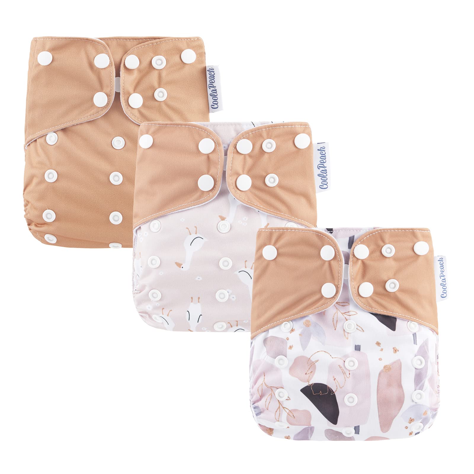 Baby Cloth Diapers One Size Adjustable Washable Reusable for Baby Girls and Boys 3 Pack with 3 Inserts