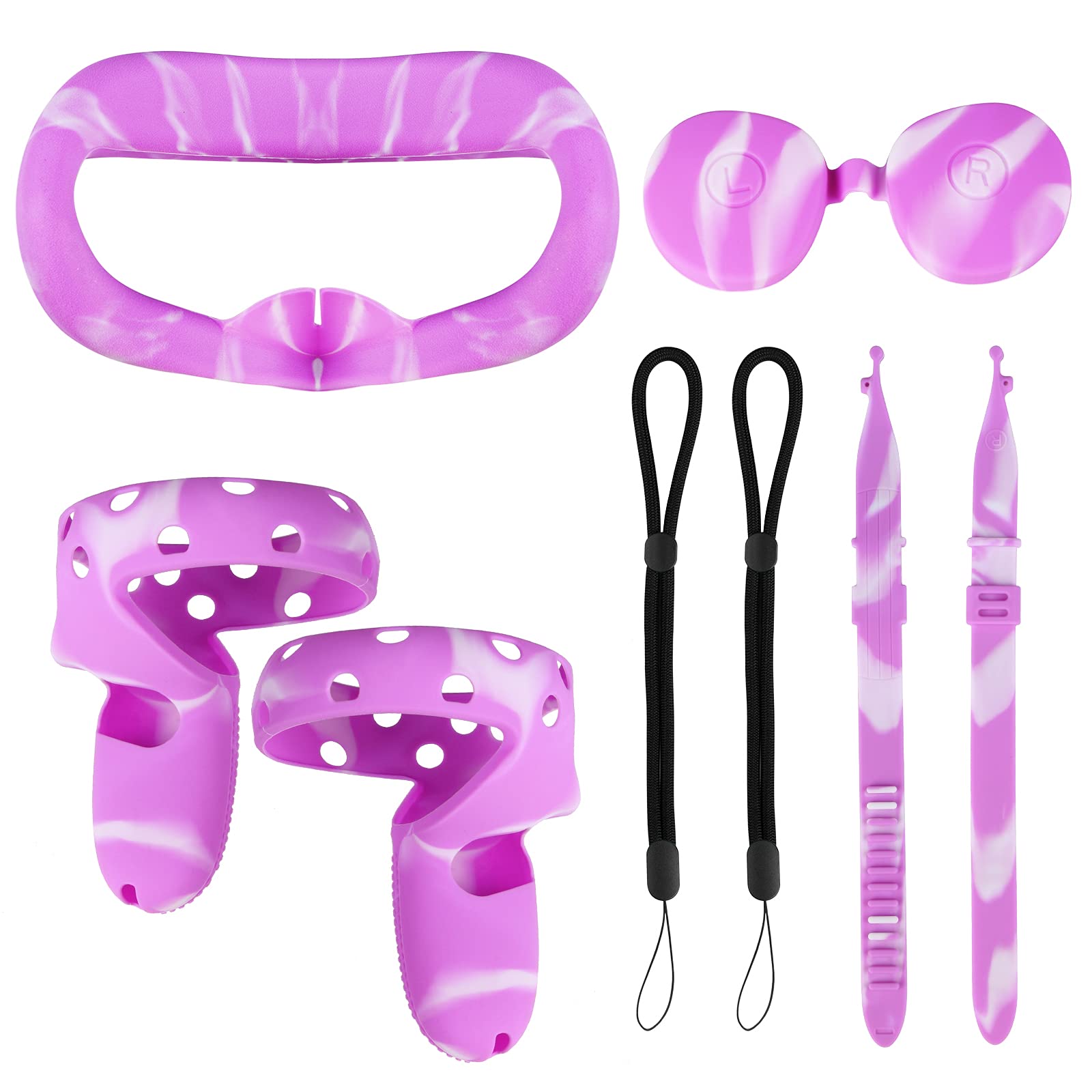 Accessories for Oculus Quest 2, with VR Face Cover,Touch Controller Grip Cover and VR Lens Protective Cover, Made of Premium Silicone Material,VR Headset Accessories Sweatproof and Comfort(Pink)