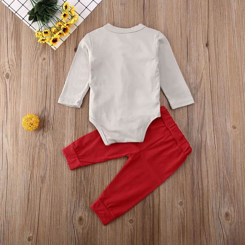 Infant Baby Boy Valentines Day Clothes My First Valentines Day Romper Bodysuit Pants Outfits Set 3PCS (Valentine's Day, 0-6M)