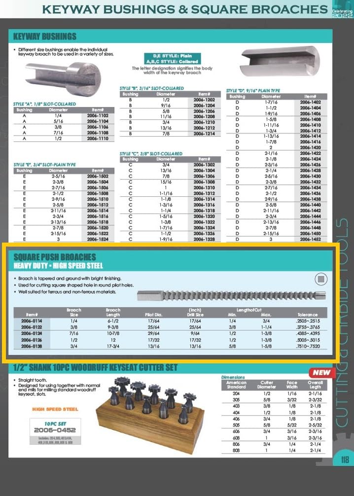 HHIP 2006-0122 3/8 Inch HSS Square Push Broach