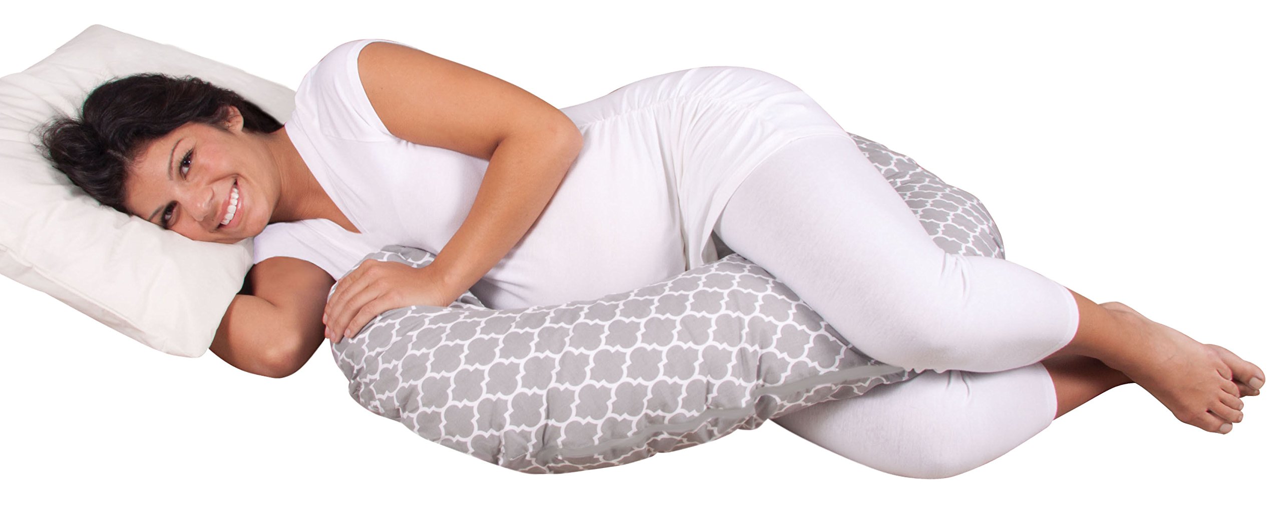 Leachco Snoogle Mini Chic - Compact Side Sleeper Pregnancy Pillow - Moroccan Gray