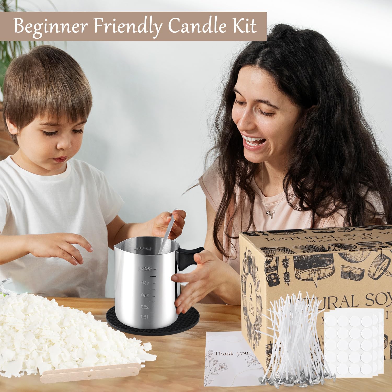 Candle Making Kits for Adults,Beginner,Kids, Soy Wax, Making Supplies Include 10 LB Soy Wax Flakes, 100 Candle Wick, Centering Devices, Melting Pot