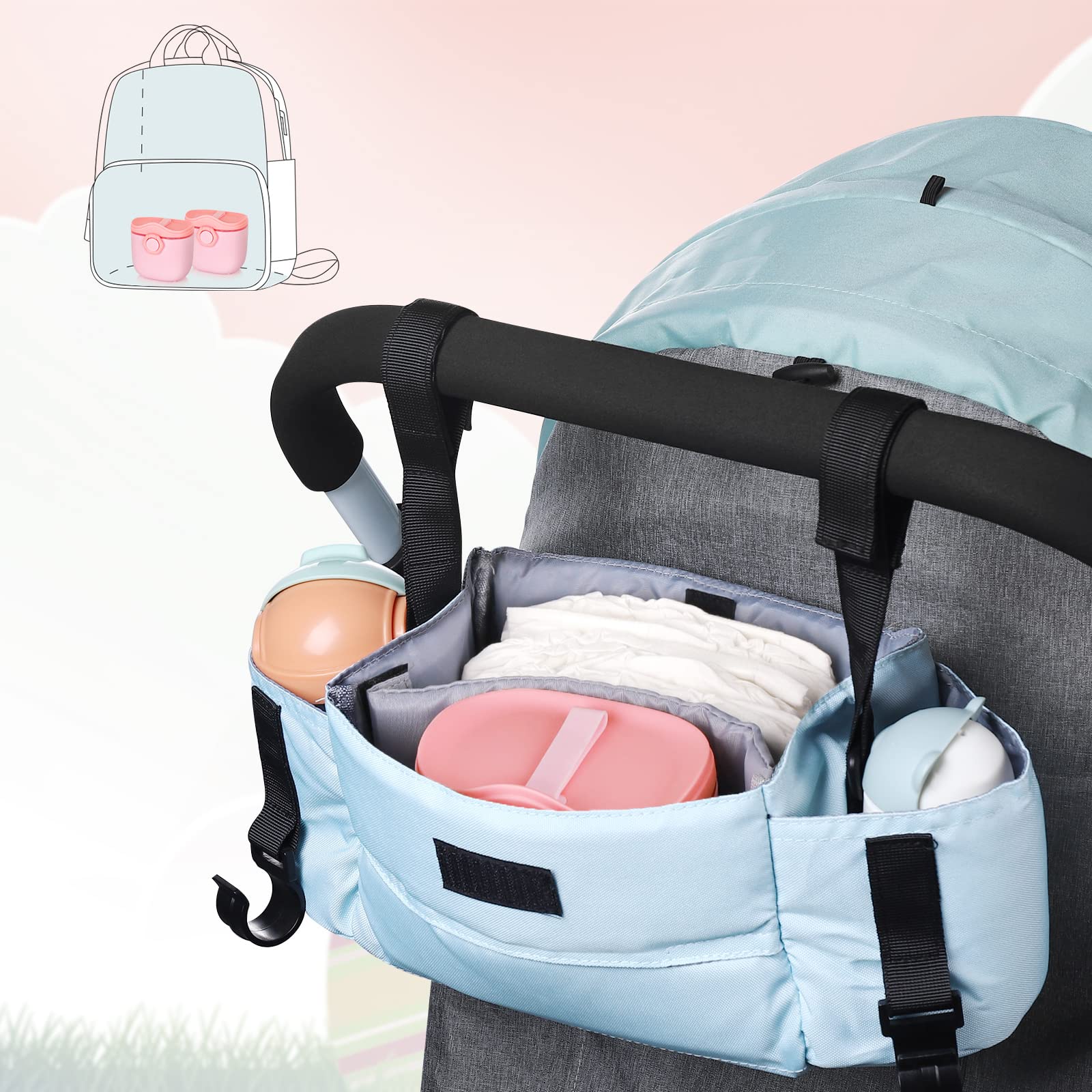 Accmor Baby Formula Dispenser, Portable Formula Container for Travel, Milk Powder Formula Dispenser with Carry Handle Scoop, Formula Dispensers Hold 8.8oz/250g Formula, Pink