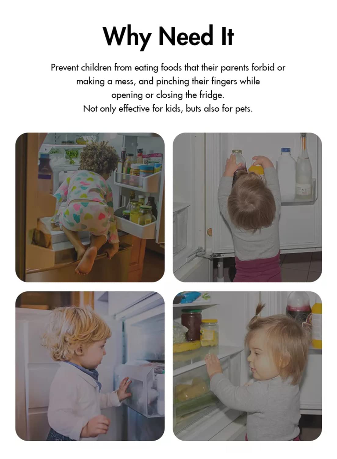 BABY DROM Refrigerator Lock, Ideal for Child Proof Fridge Lock and Freezer Door Lock, Easy to Install and Use Fridge Locks for Kids no Tools Need or Drill