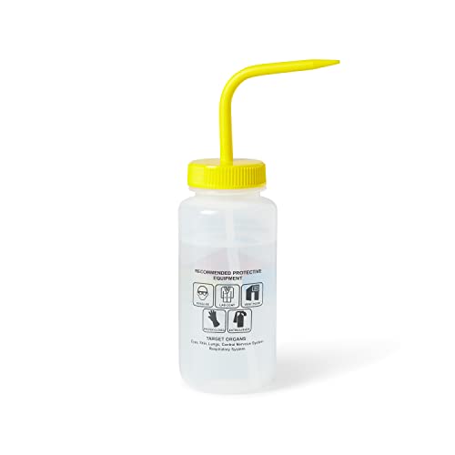 United Scientific™ UniSafe™ Laboratory Grade Wide Mouth LDPE Vented Chemical Wash Bottle, Isopropanol, 500mL (16oz), 4-Color, Pack of 6