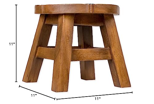 Bluebird Hand Carved Acacia Hardwood Decorative Short Stool