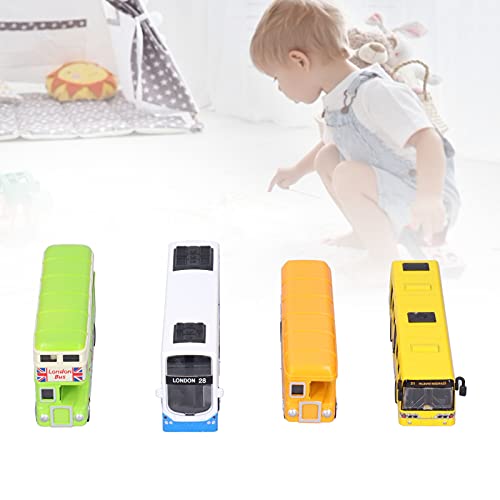 AOZU Kids Bus Model, Safe Materials Cartoon Graffiti Spray Paint Bus Toy Set for Kids((Group D, 4-Piece Set of Bus Sets))