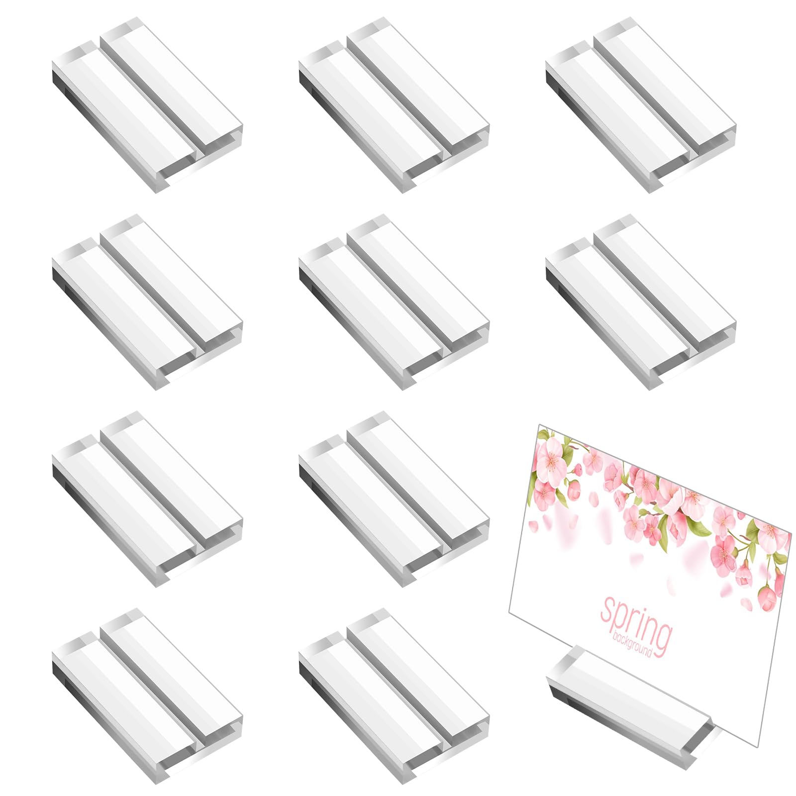 Dimeho Acrylic Place Card Holders, 10 Pcs Acrylic Stands Name Card Holders Clear Table Number Stands Picture Display Holder for Wedding Dinner Home Party Events Decoration (1.97× 1.18 Inch)