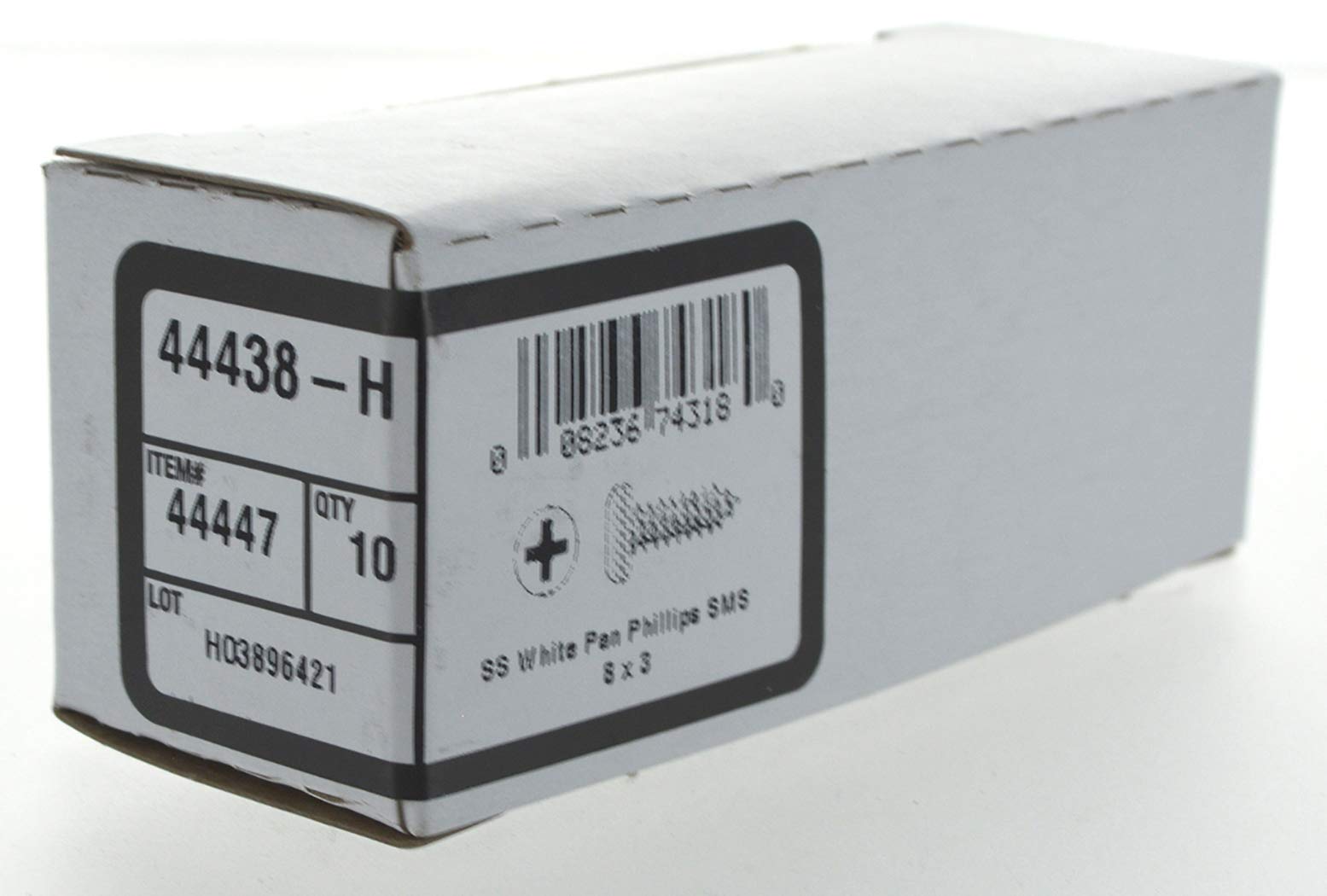 Hillman 44447 8 x 3-Inch White Pan Head Phillips Sheet Metal Screw, Stainless Steel, 10-Pack