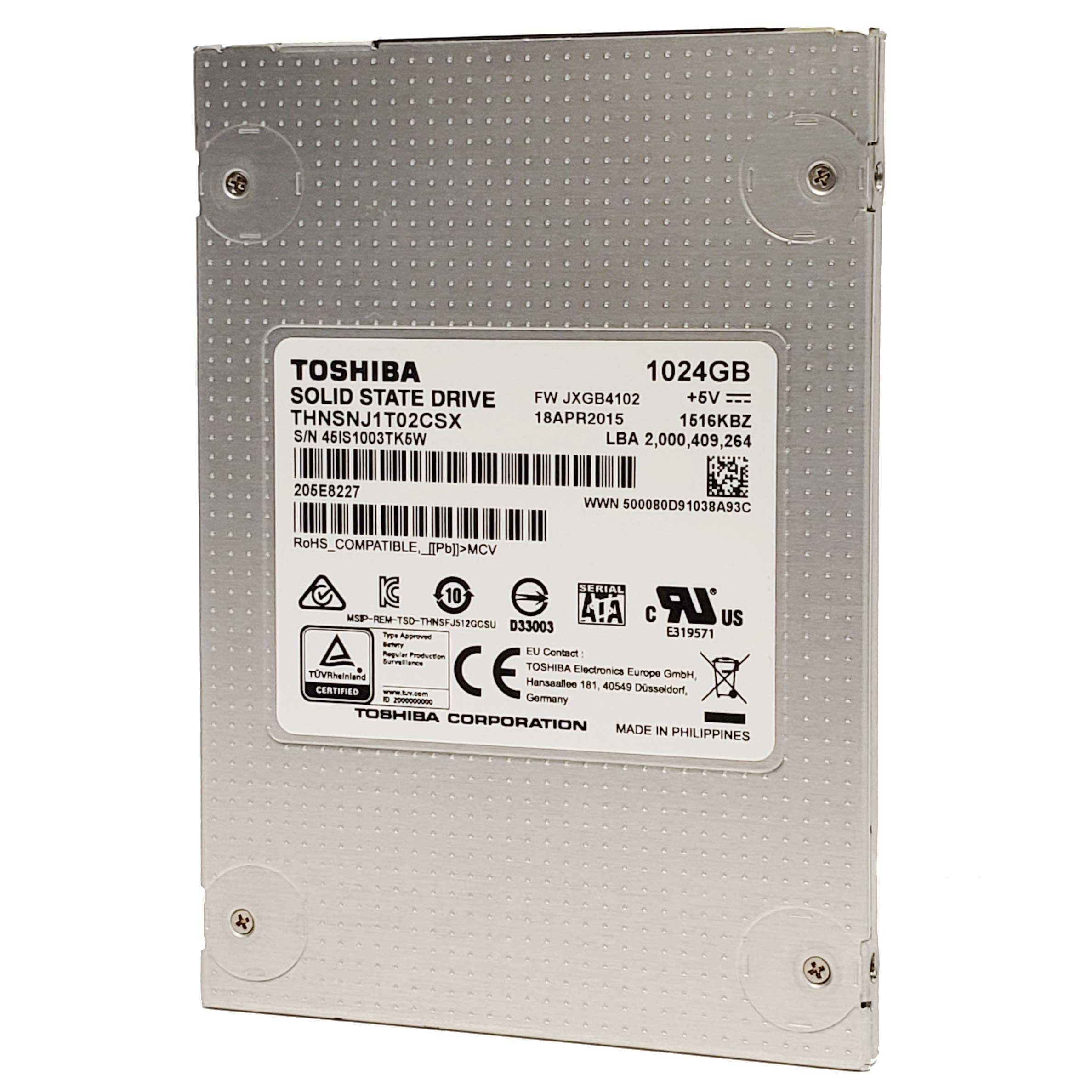 Toshiba 1024 GB 2.5" Internal Solid State Drive THNSNJ1T02CSX - HG6 Series 1TB SSD 19 nm MLC SATA 6Gbps