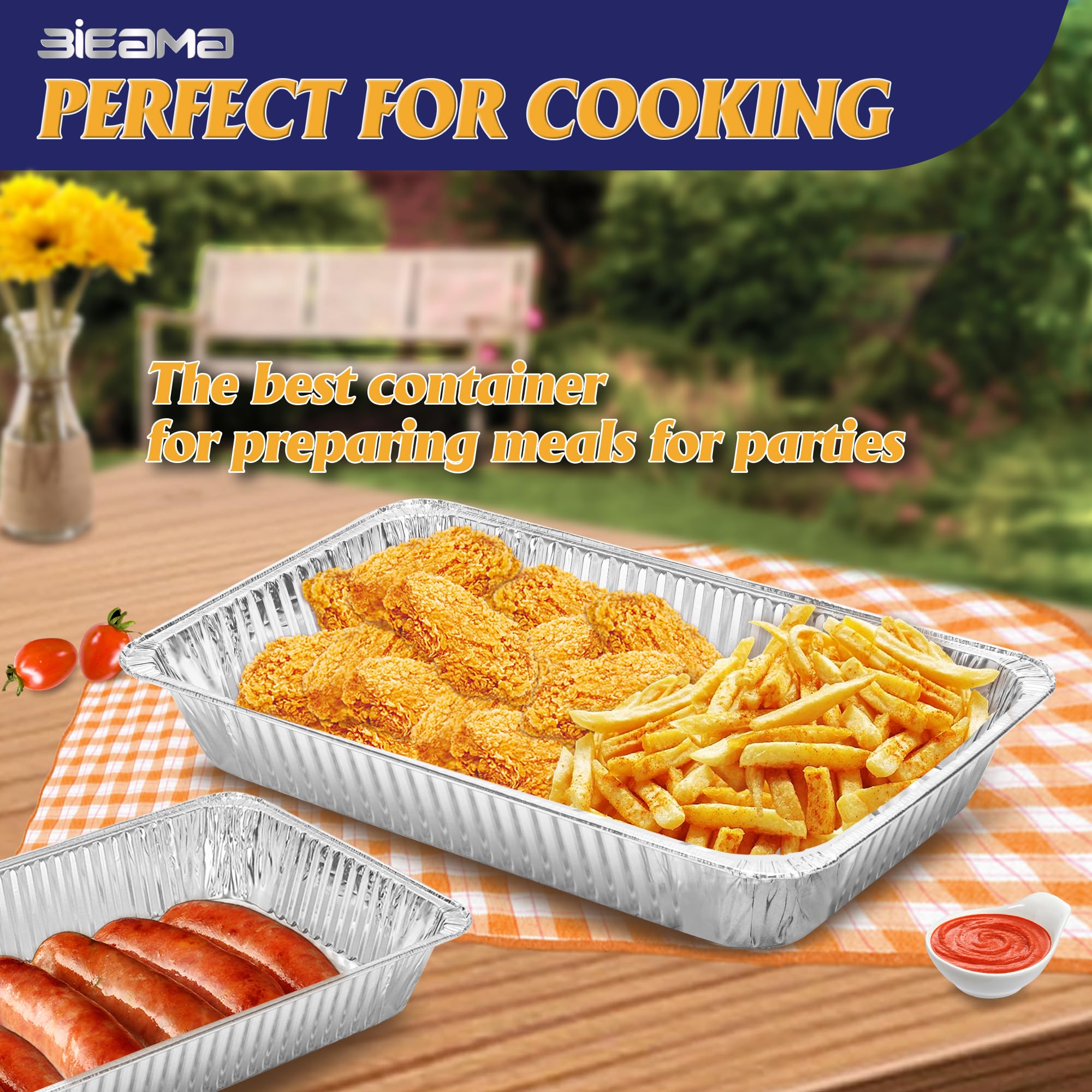 BIEAMA 30 Pack Aluminum Pans 8 x 8 Square Foil Pans Disposable Foil Pans Tin Tray for Baking, Cooking, Heating, Prepping Food