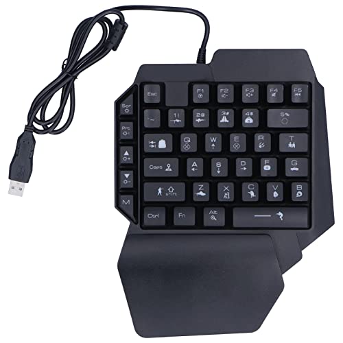 ASHATA One Handed Mechanical Gaming Keyboard, Mechanical Keyboard, One Handed Ergonomic RGB Colorful Backlit USB Wired Gaming Keyboard