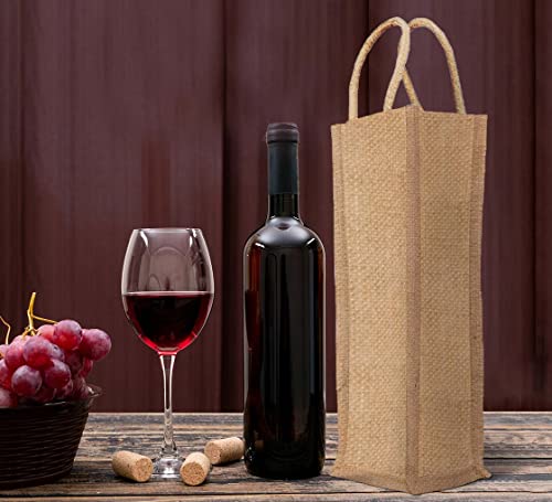 BANNER BUZZ MAKE IT VISIBLE BannerBuzz Jute Wine Bag Made of 100% Biodegradable Jute Material (4β W X 15β H X 4β B, Natural Brown Color)