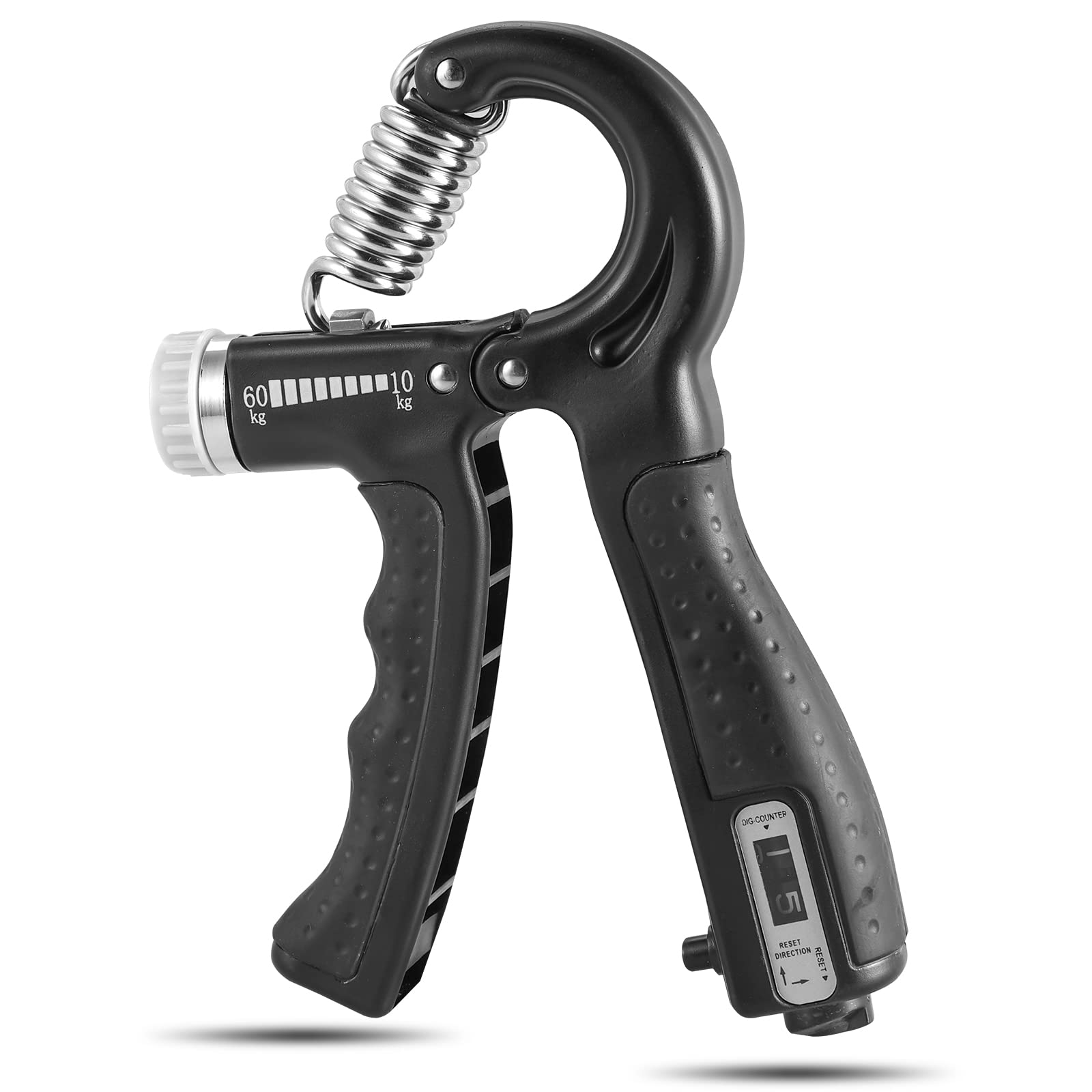 Adjustable Counting Grip Strength Trainer, Strength Exerciser for Finger Hand Wrist and Forearm, hand gripper for therapy,Suitable for Home Gym Athlete Training and Rehabilitation Training(black)