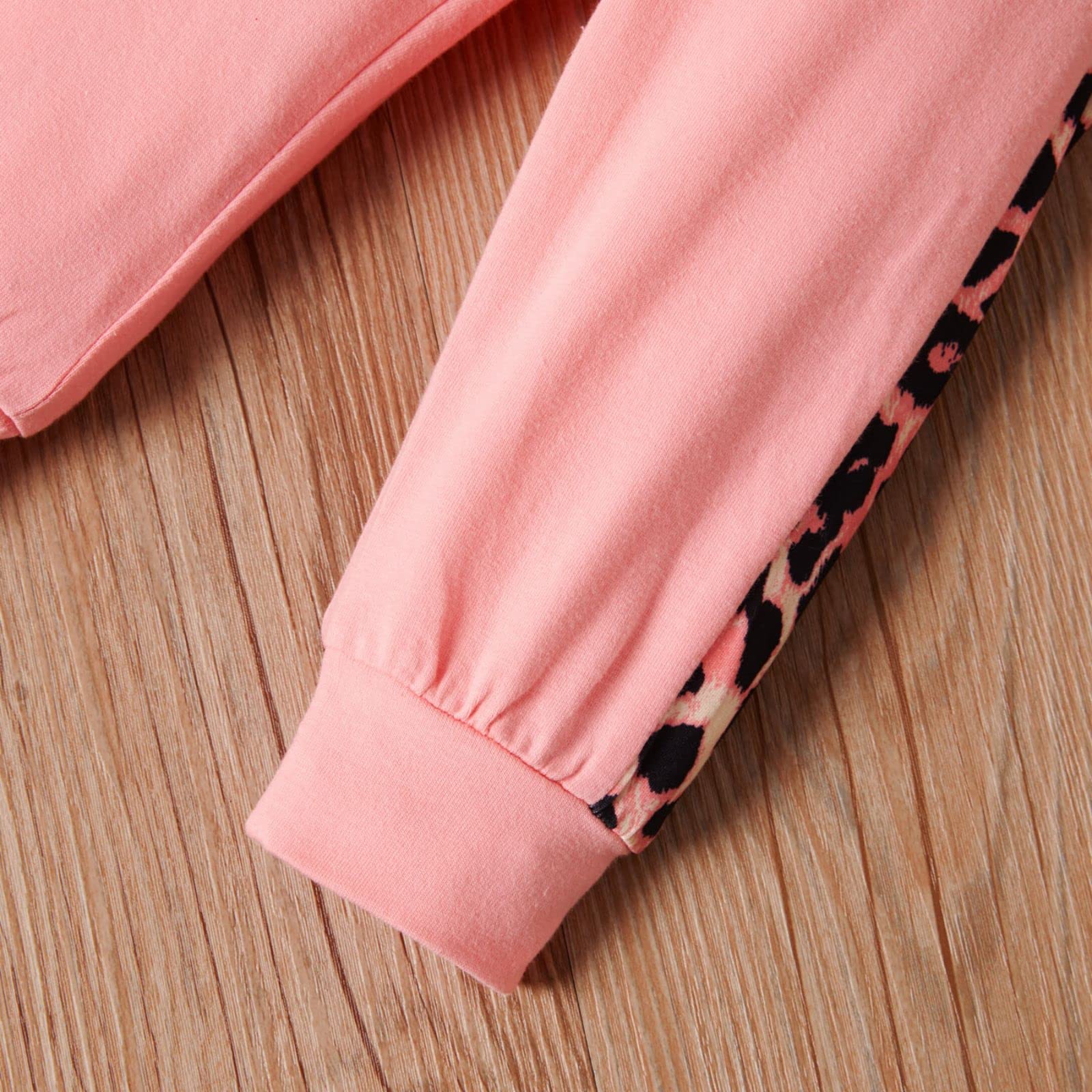 Baby Girl Outfits Long Sleeve Leopard Cotton Pullover Sweatshirt Mama's Mini Infant Hoodies Tops Pants Headband 3 Pcs 6-9 Months
