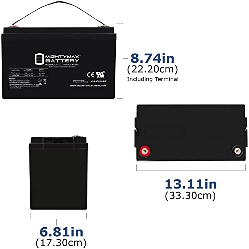 Mighty Max Battery ML125-12 - 12 Volt 125 AH, Internal Thread (INT) Terminal, Rechargeable SLA AGM Battery