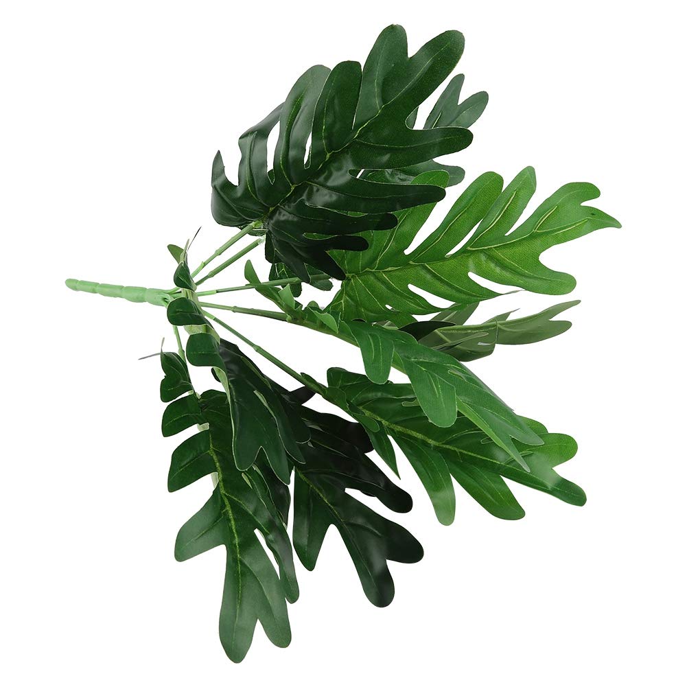 Jacksing Faux Leaf, Plastic Artificial Faux Foliage Green Grass Plant Leaf Home Office Party Garden Interior