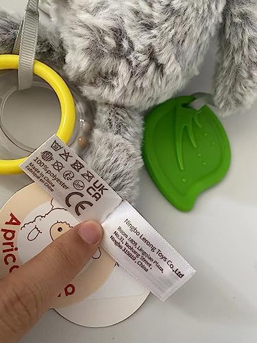Apricot Lamb Baby Stroller or Car Seat Activity and Teething Toy, Features Plush Koala Character, Gentle Rattle Sound & Soft Teether, 8.5 Inches