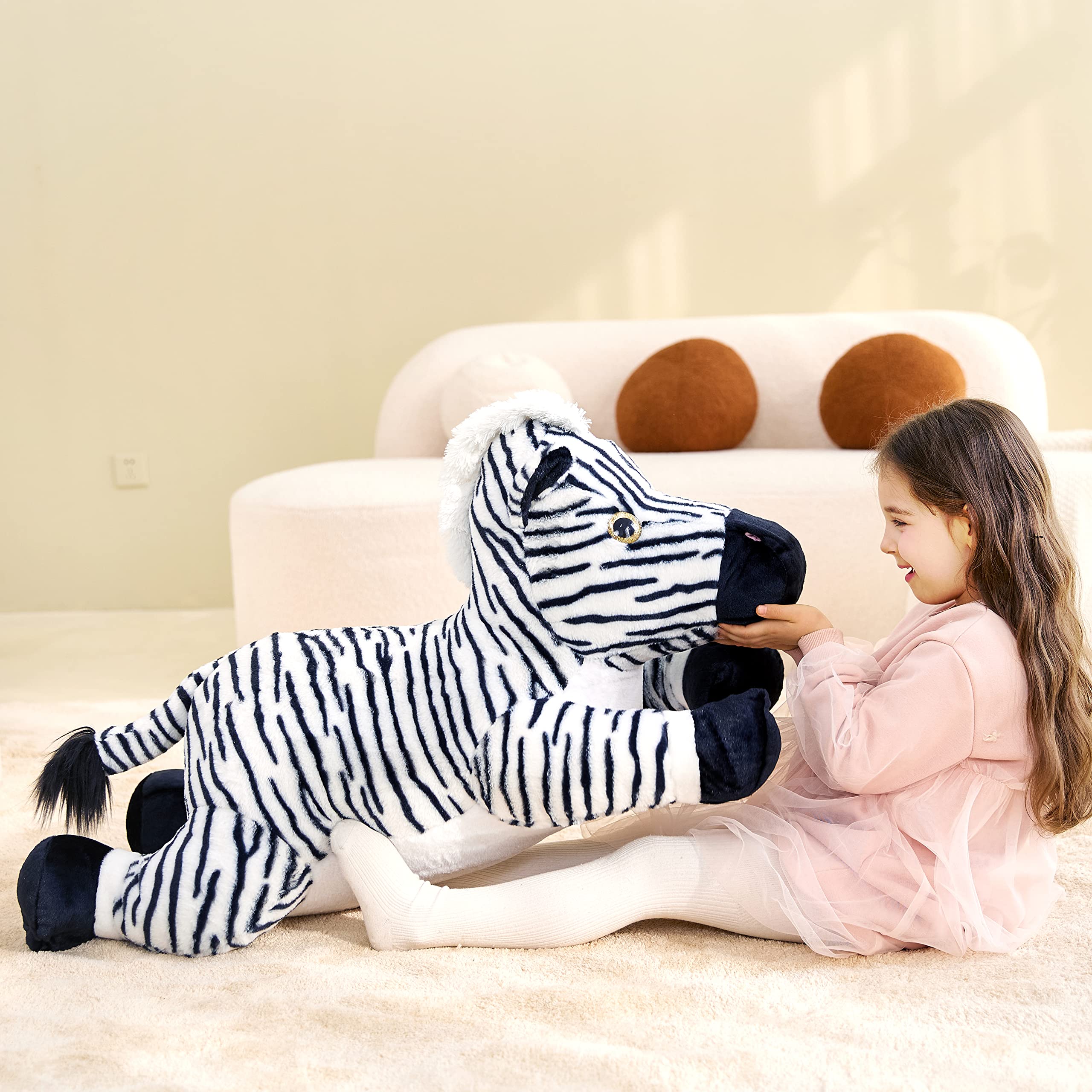 IKASA Large Zebra Stuffed Animal Plush Toy,30" Giant Zebra Cute Jumbo Soft Toys,Huge Big Size Plushy Fluffy Fat Oversized Plushie,Gifts for Kids