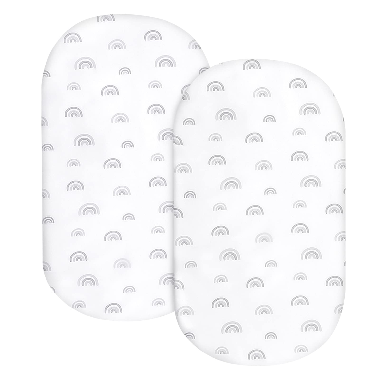 Bassinet Sheet Set 2 Pack Fitted Universal Microfiber Soft Cradle Sheets for Hourglass Rectangle and Oval Bassinet Mattress, Rainbow Bassinet Sheets for Girls and Boys