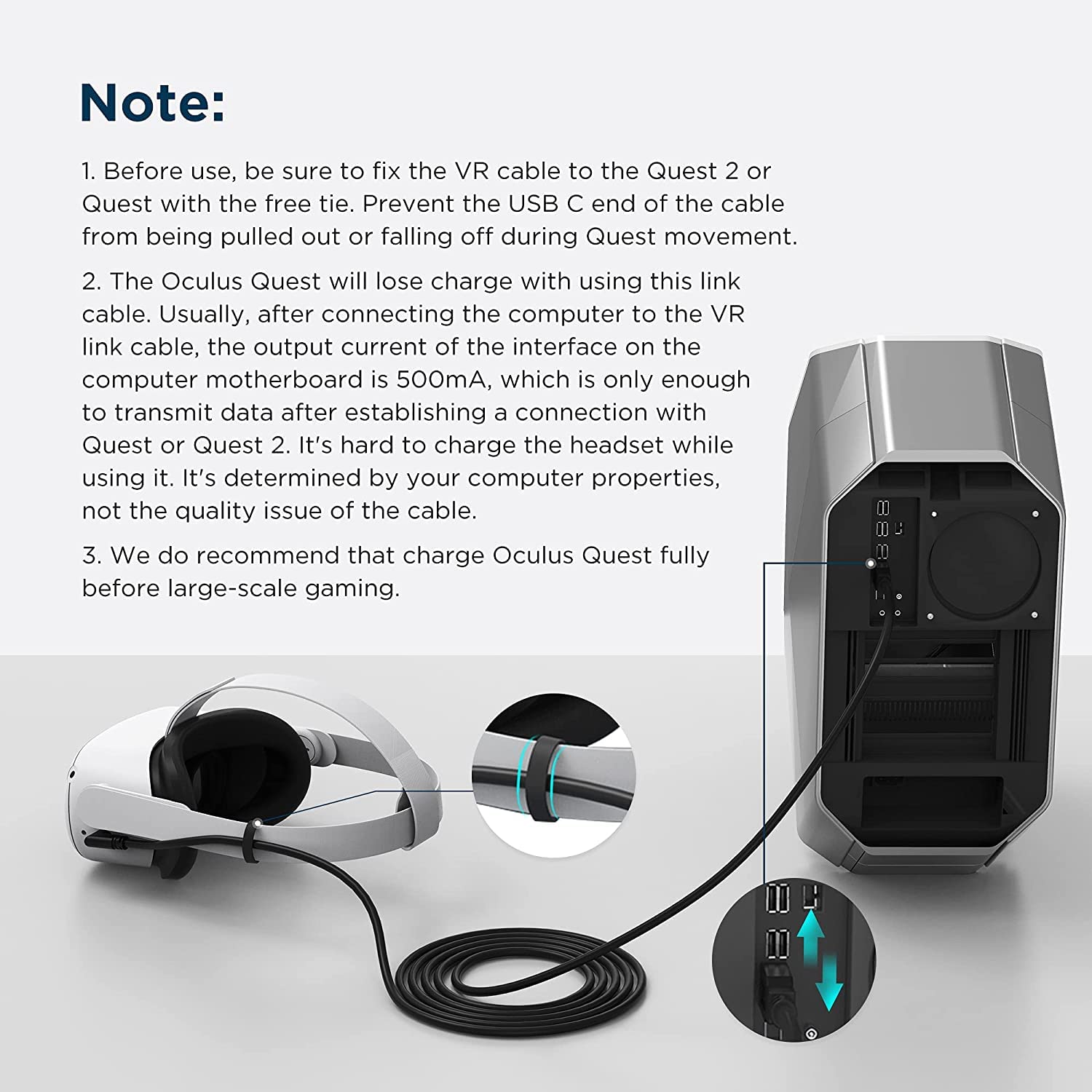 ANSIPPF Link Cable Compatible with Oculus Quest 2 Accessories, 15FT VR Headset Type-C USB 3.2 Link Cable for meta Quest 2 and Quest to Gaming PC, Fast Data Transfer and Charging up to 5Gbps and 3A