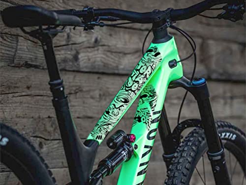 All Mountain Style Bike Frame Protector Extra - Universal Fit, 10-Piece Set for Down Tube, Chainstay, Cable Wear, High-Impact Honeycomb PVC