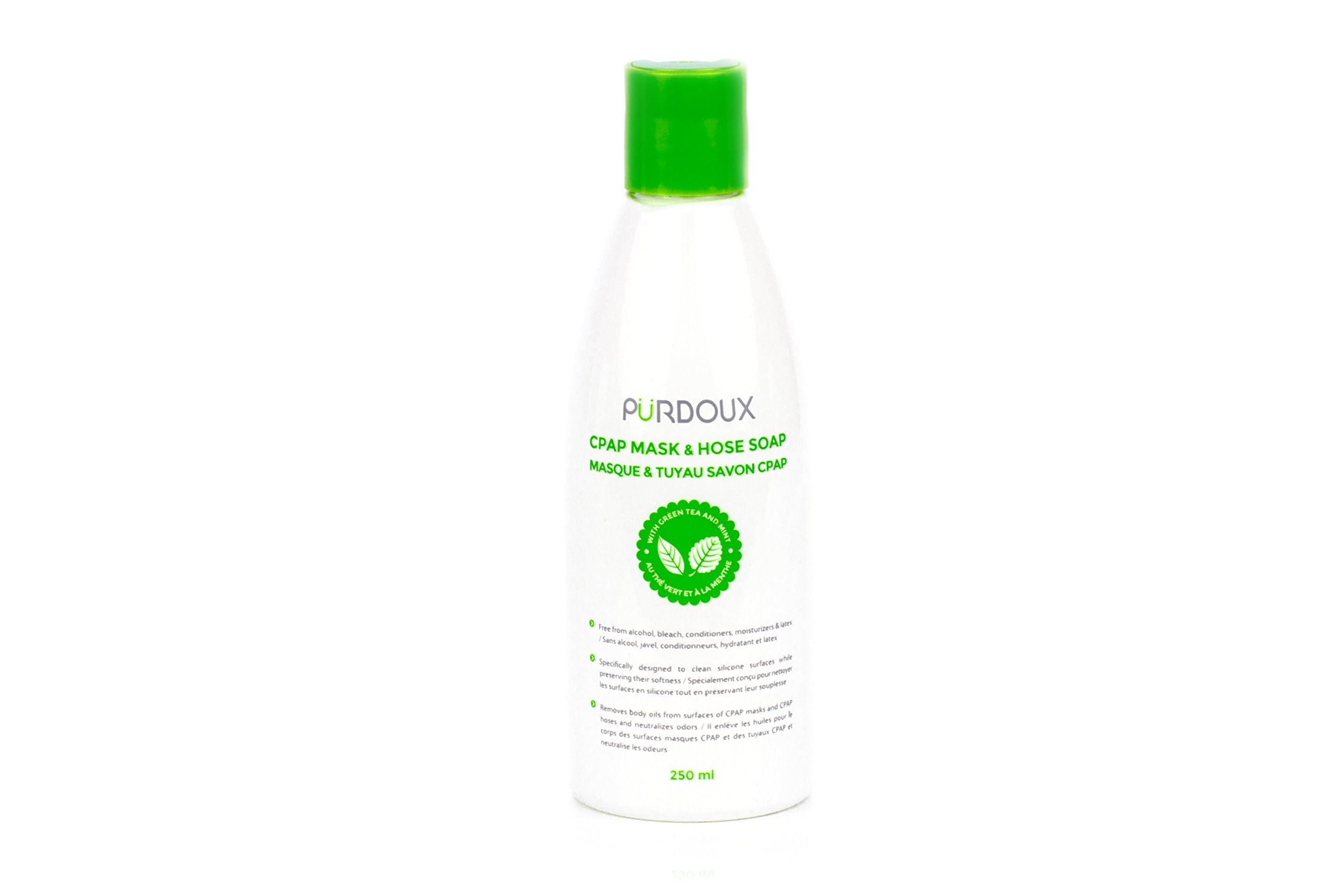 PURDOUX™ CPAP Mask & Hose Cleaning Soap (Pack of 3 Bottles, 250 ml / 8.4 oz Each) (3 x Green Tea-Mint Scent)