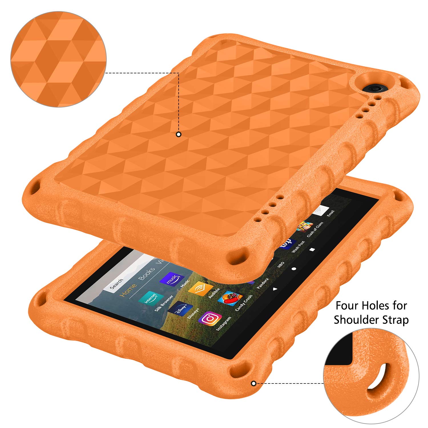 All New HD 8 Case for Kids, Shock Proof Light Weight with Handle Stand