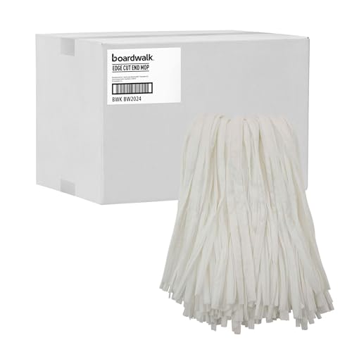 Boardwalk Cut-End Wet Mop Head, Rayon, No. 24, White, 12/Carton